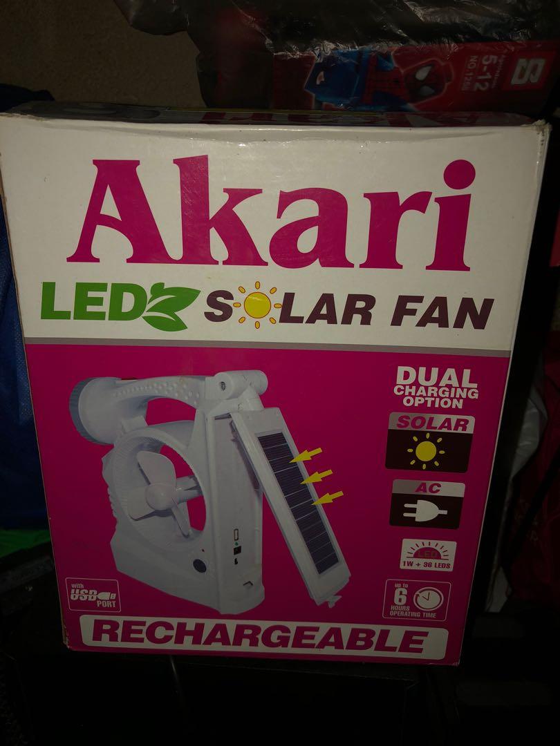 AKARI LED SOLAR FAN, TV & Home Appliances, Electrical, Adaptors ...