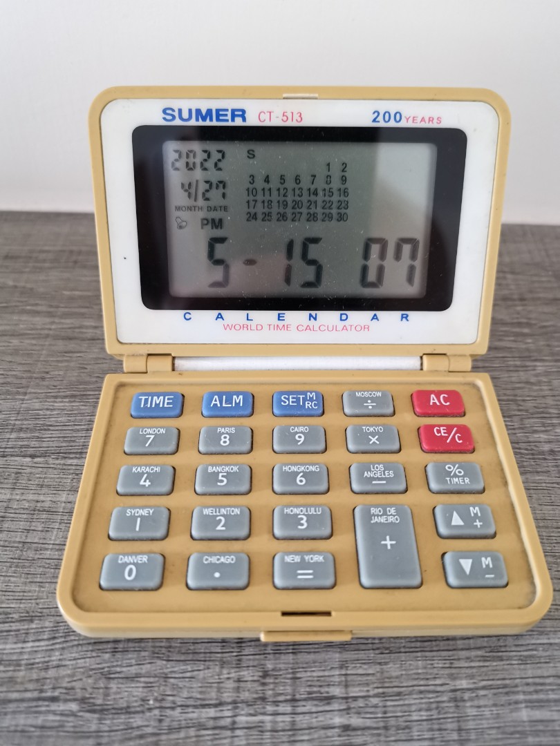 Calendar World Time Calculator 鬧鐘計數機, 興趣及遊戲, 手作＆自家設計, 文具 - Carousell