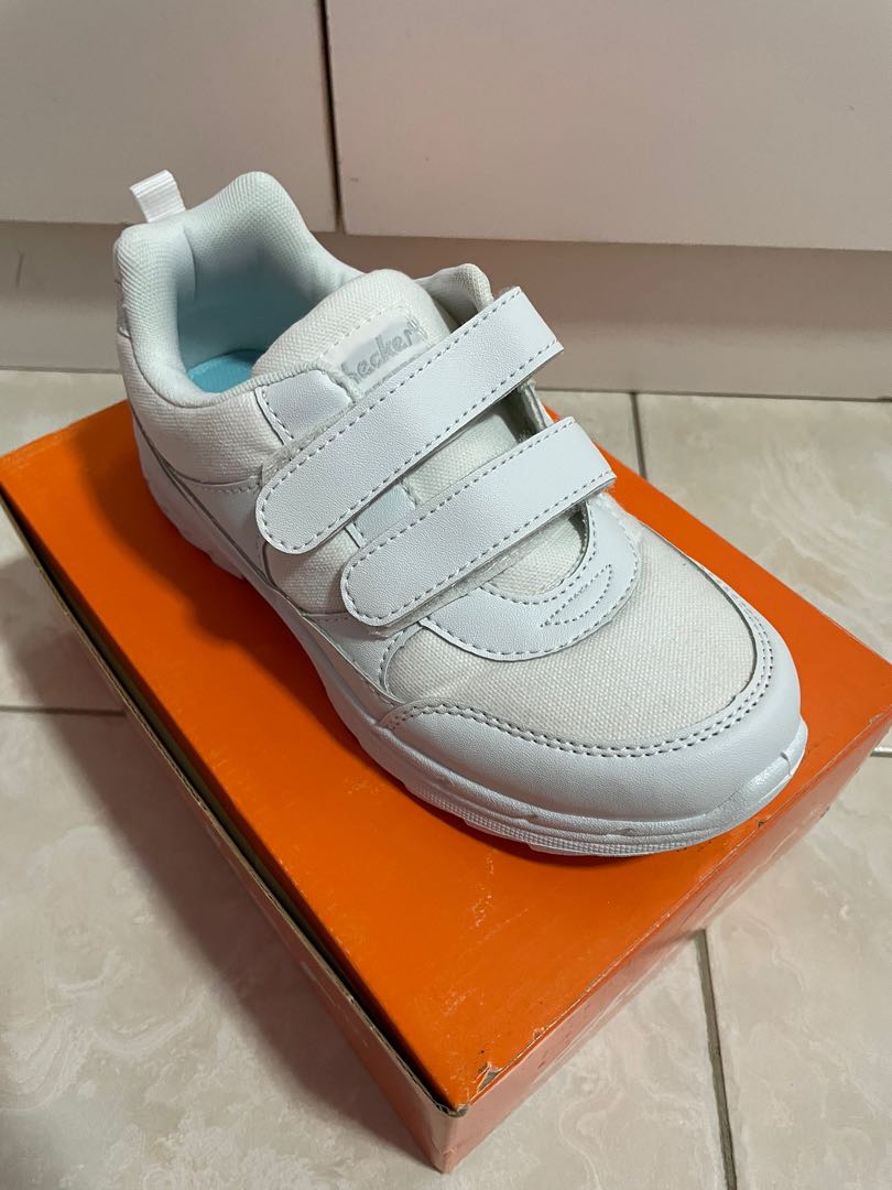 Checker Velcro White School Shoes, Babies & Kids, Babies & Kids Fashion ...
