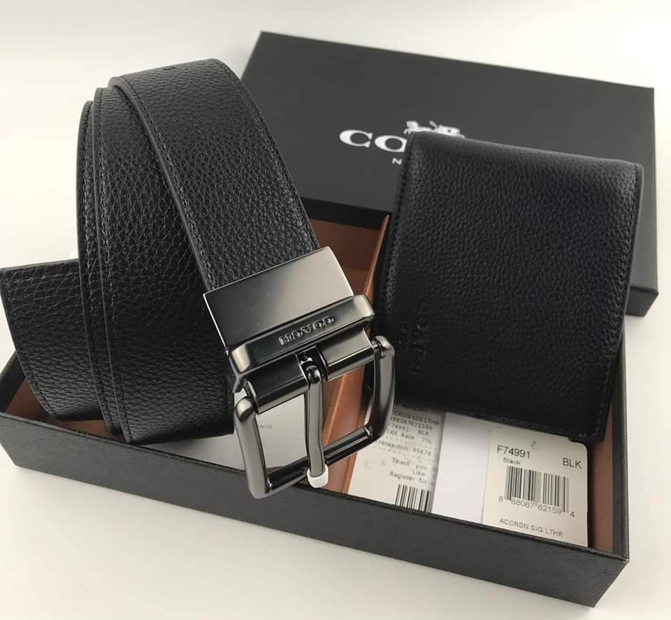 Coach Men Belt/Wallet set, Men's Fashion, Watches & Accessories, Belts ...