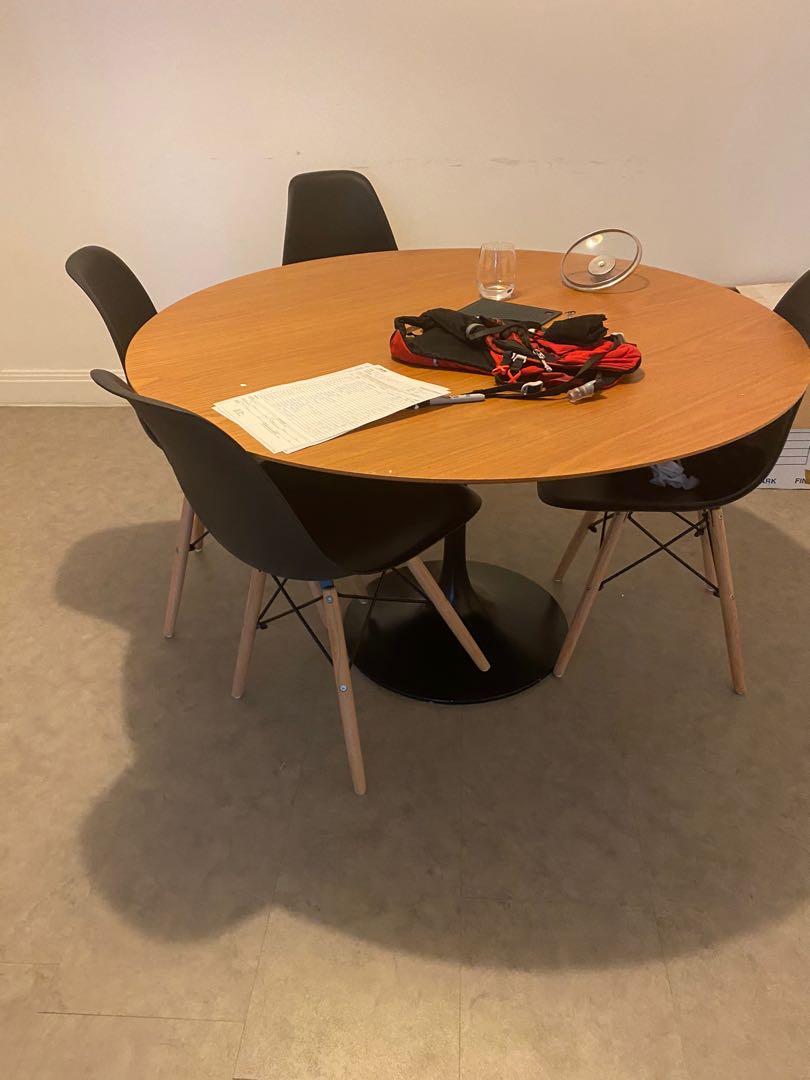 Designer replica dining table 120cm and 4 chairs, Furniture & Home ...