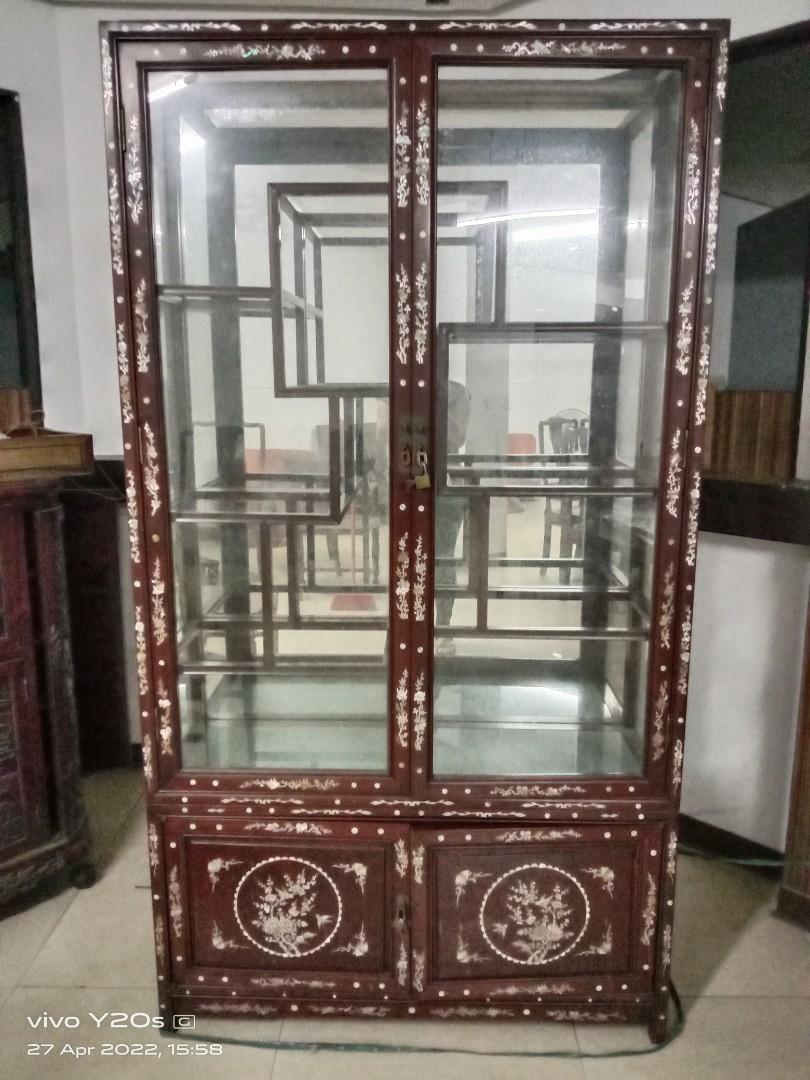 Fine Chinese Rosewood display with glass shelves, Furniture & Home ...
