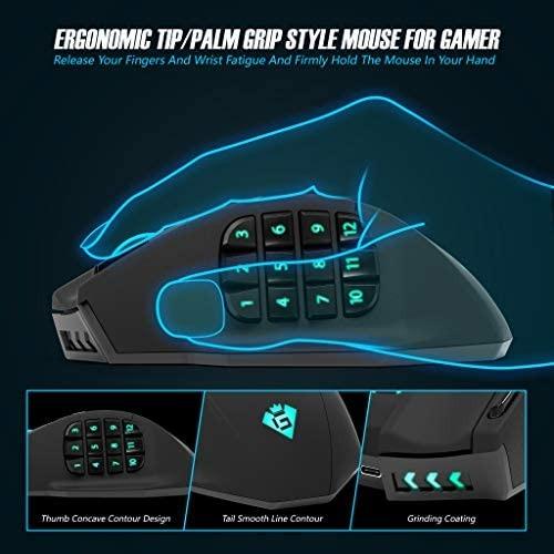Gamspeed V8 Pro RGB MMO Lag-Free Wireless Gaming Mouse, 16,000 DPI ...