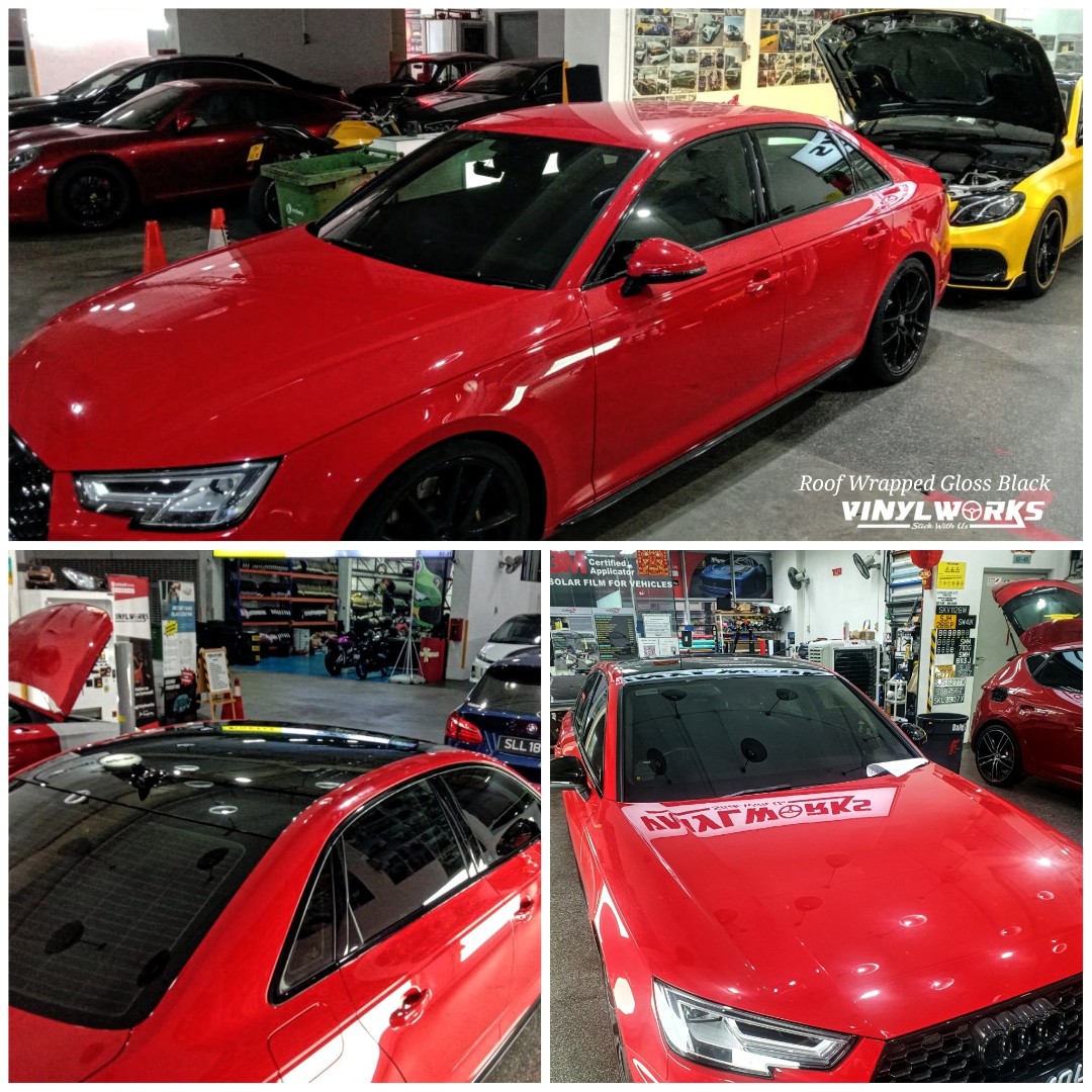 High Gloss Black Vinyl Sticker Roof Wrap Audi, Car Accessories ...