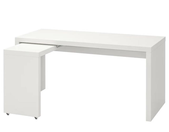 IKEA MALM Desk, white - with pull-out table, Furniture & Home Living ...
