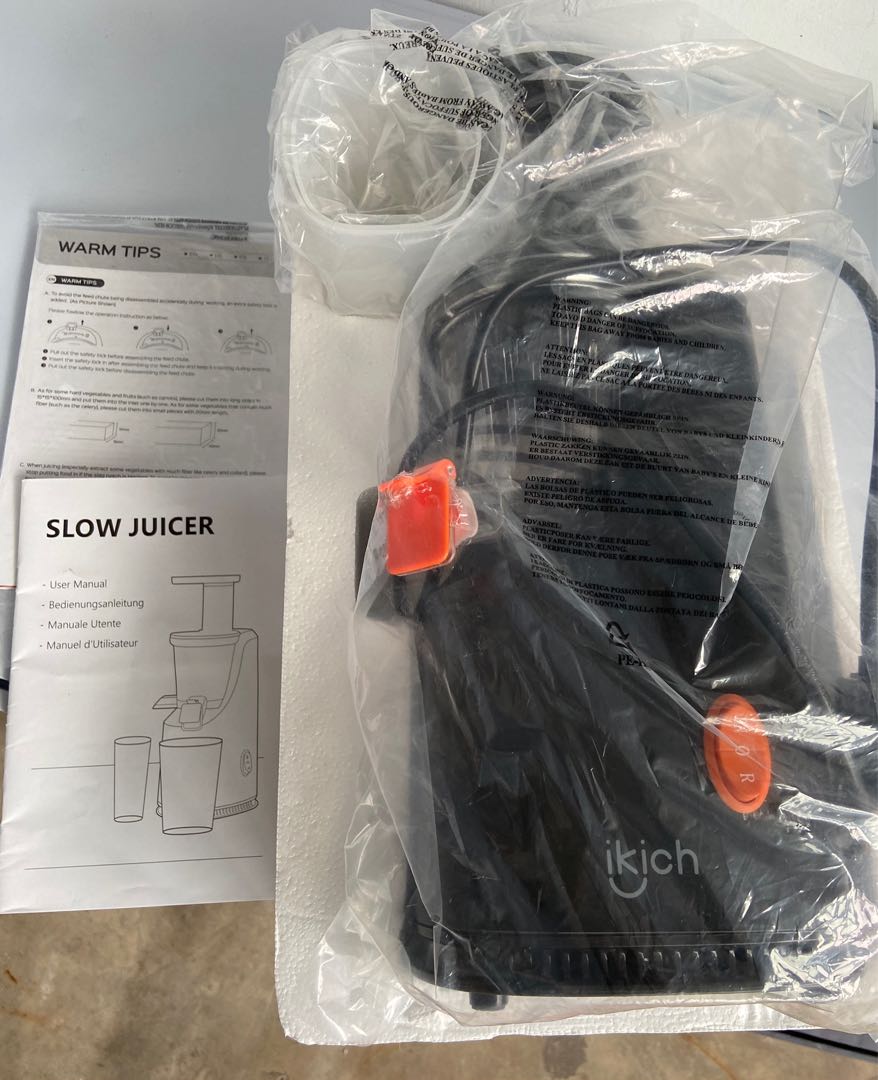 SLOW JUICER, Ikich CP149B Slow Juicer Golden Ratio Speed Slow ...
