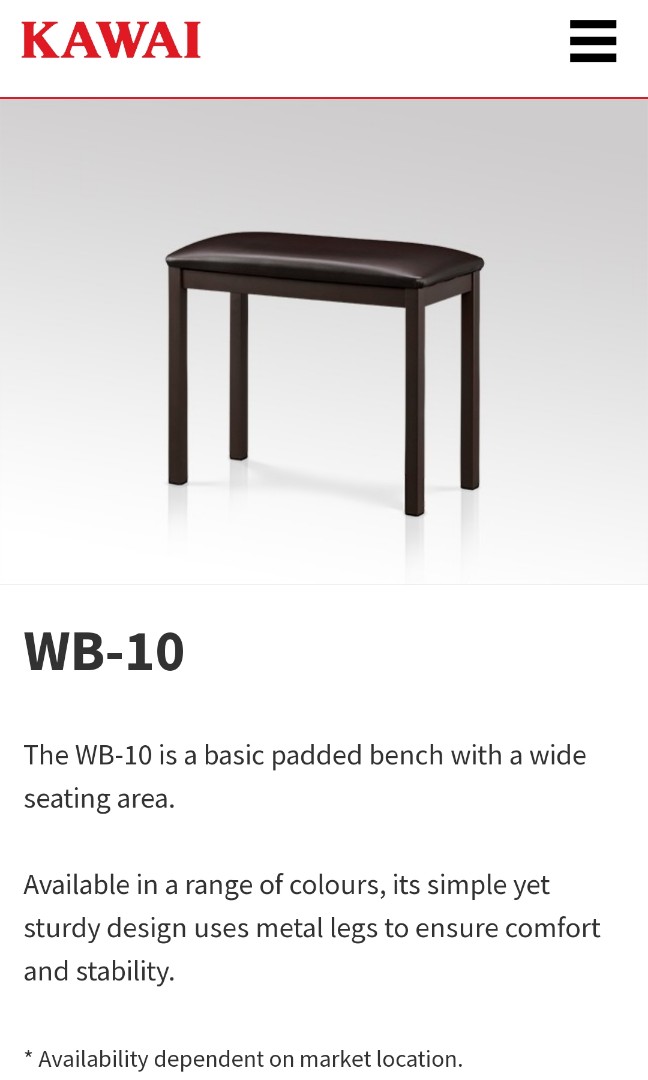 kawai piano wb 10 bench, Hobbies & Toys, Music & Media, Musical ...