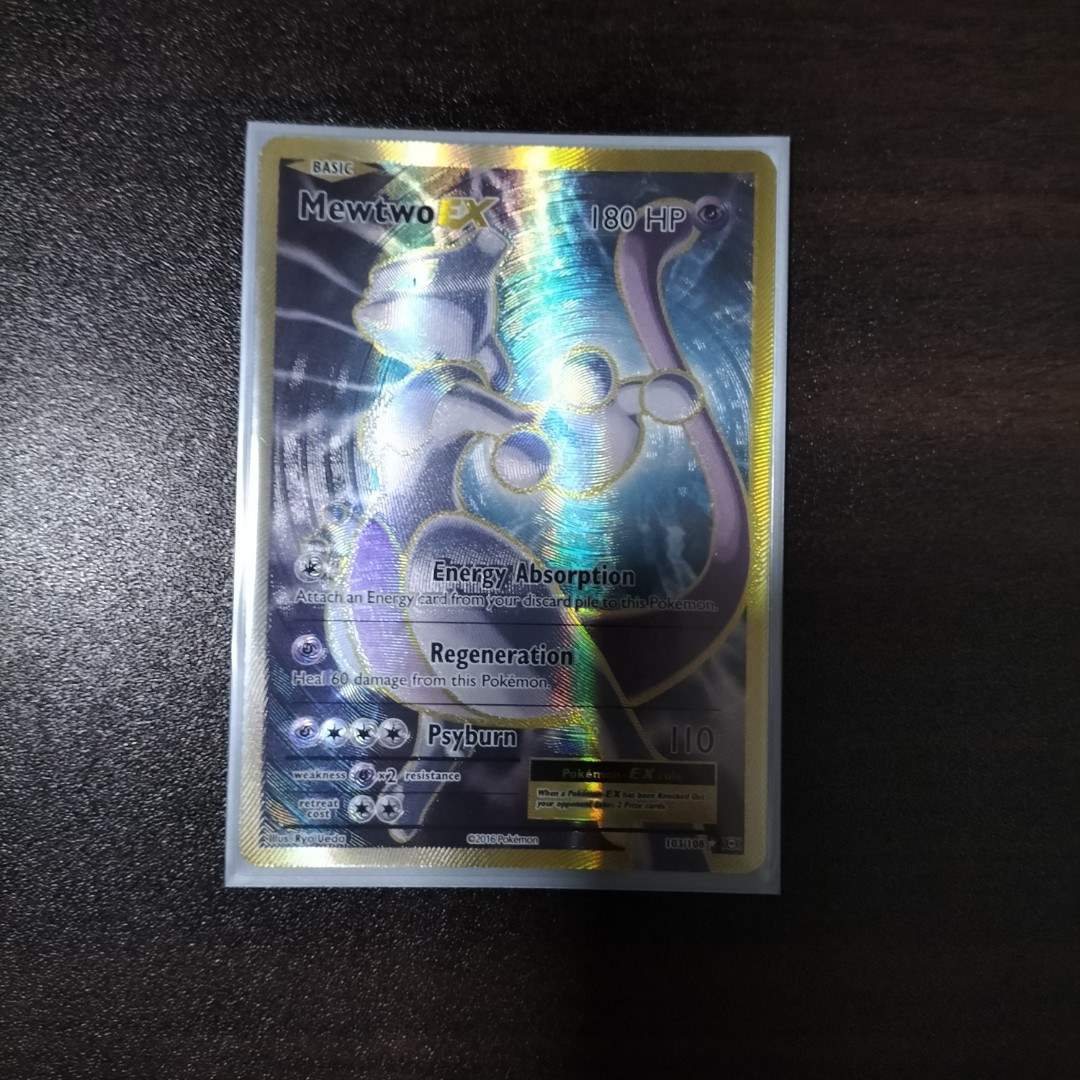 MEWTWO EX GOLD BORDER SECRET RARE FULL ART EVOLUTIONS 2016 POKEMON TCG ...