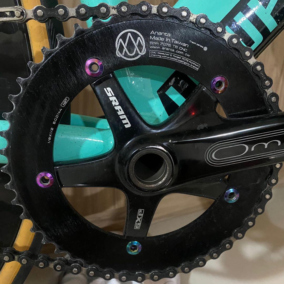 Sram Omnium track Crankset x Ananta 49t chainring 144bcd 144 bcd miche ...