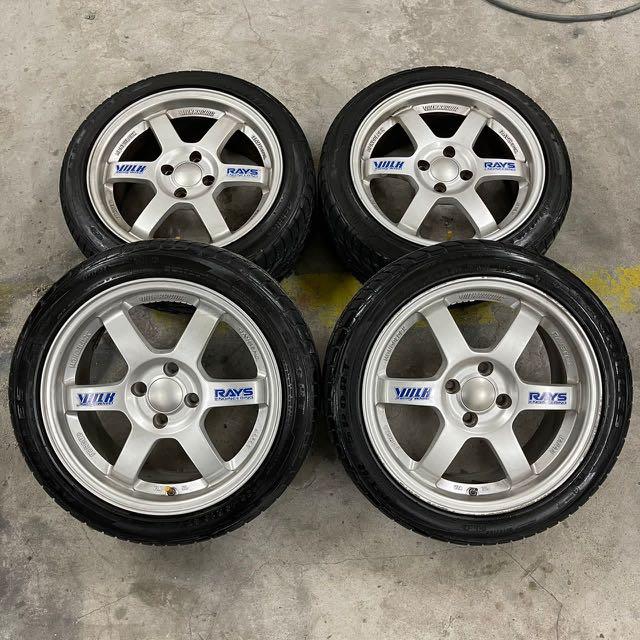 TE37 16 inch sport rim Saga FLX tyre 70%, Auto Accessories on Carousell