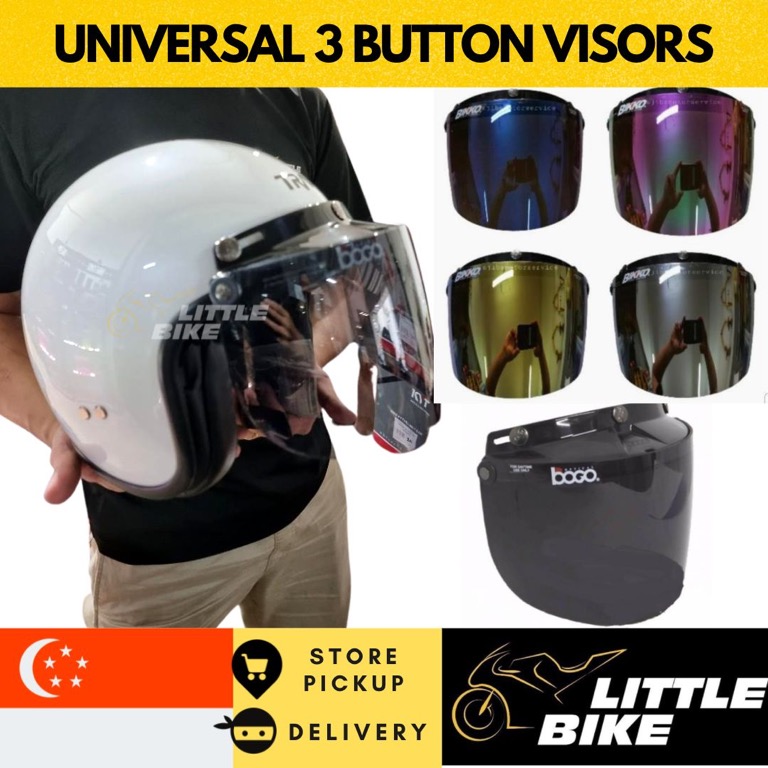Universal 3 button bogo bikko visor for cafe racer mt lemans le mans ...
