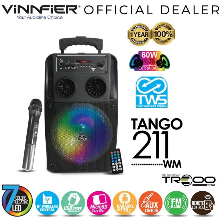 Vinnfier FlipGear Tango 211 WM Wireless Bluetooth Portable Speaker with Wireless Handheld ...