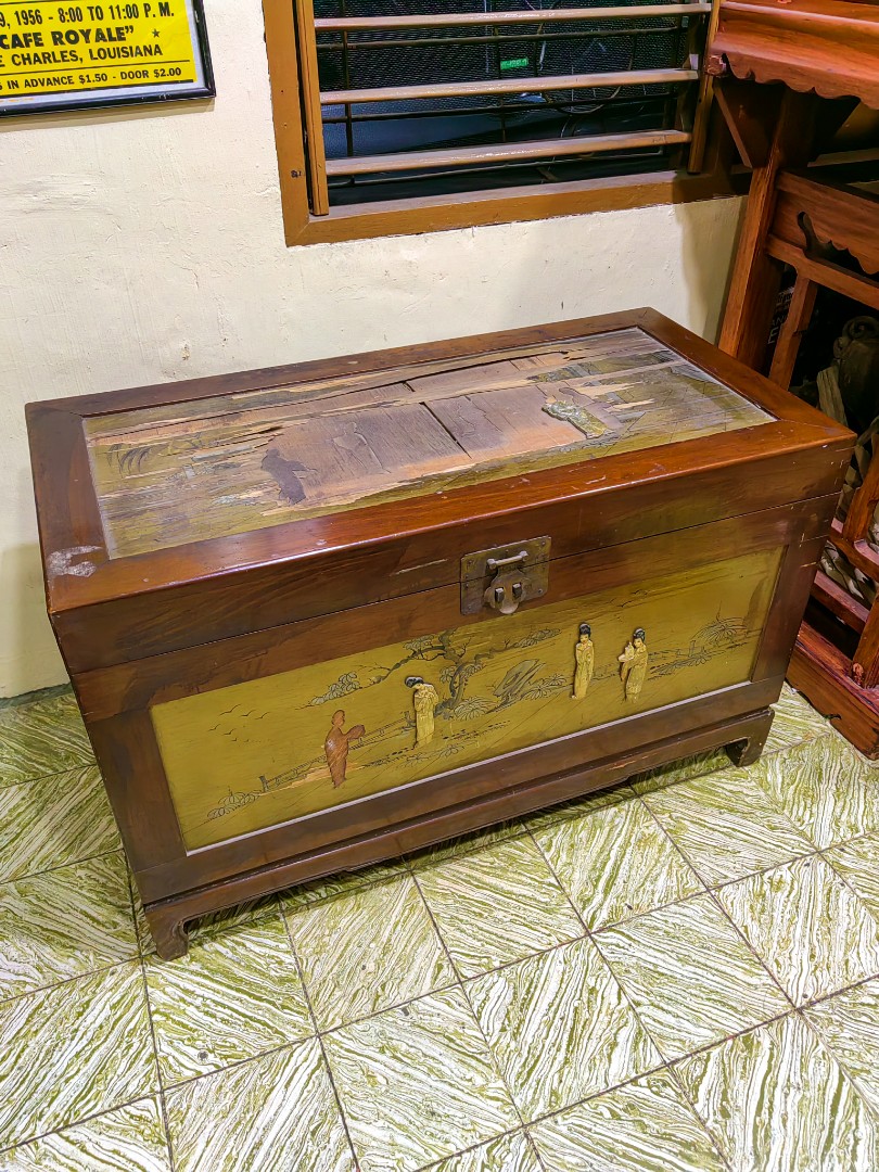 Vintage Big Size Oriental Chinese Design Baul Chest, Hobbies & Toys ...