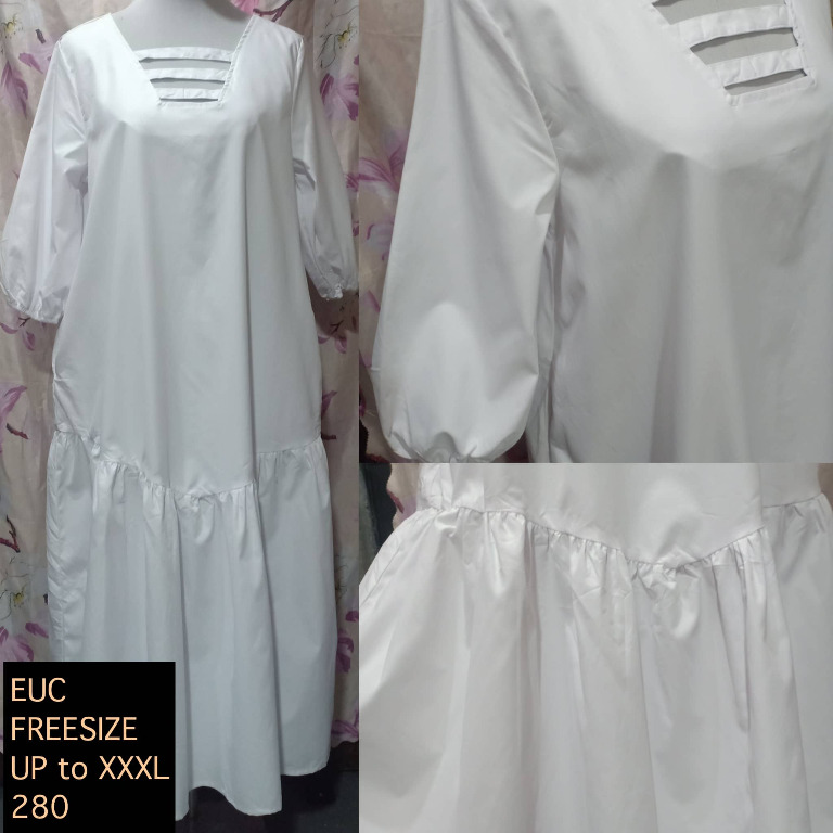 White Long Puff Maxi Dress, Women's Fashion, Dresses & Sets, Dresses on ...