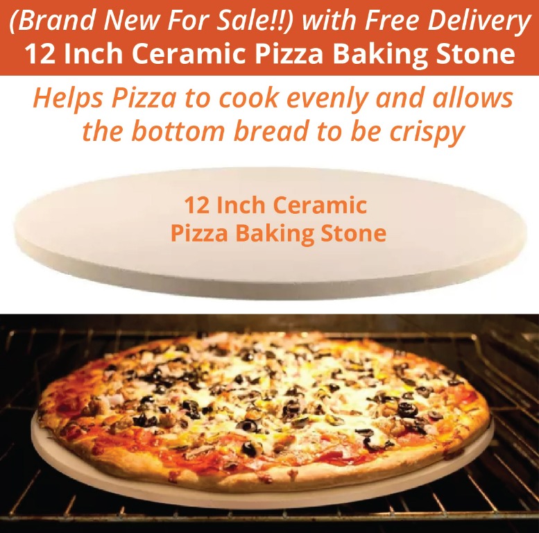 Brand New 12 Inch Ceramic Pizza Stone for Baking, Cooks Pizza Evenly ...