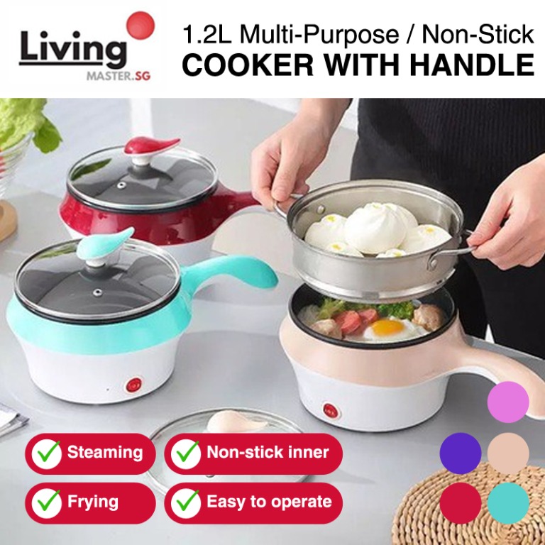 1.2L Mini Cooker with Handle / Multipurpose Non-Stick Individual Cooker ...
