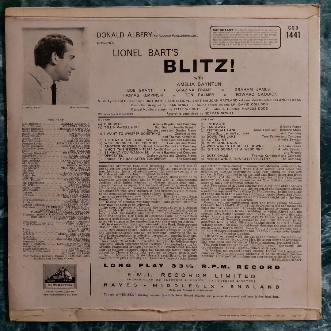 舊版"Stage & Screen"黑膠唱片】Donald Albery Presents Lionel Bart's Musical ...