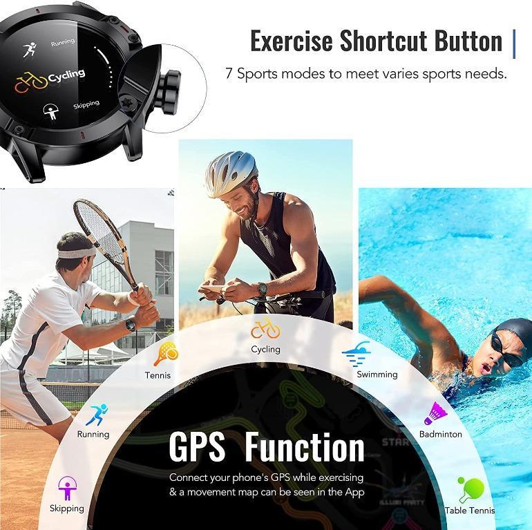 AGPTEK G20 Smart Watch for Men, HD Touch Screen Full Waterproof IPX68 ...