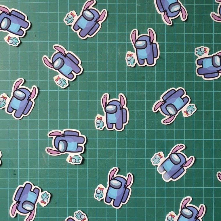 Among Us x Stitch Journal/Laptop/Phone Stickers, Hobbies & Toys ...