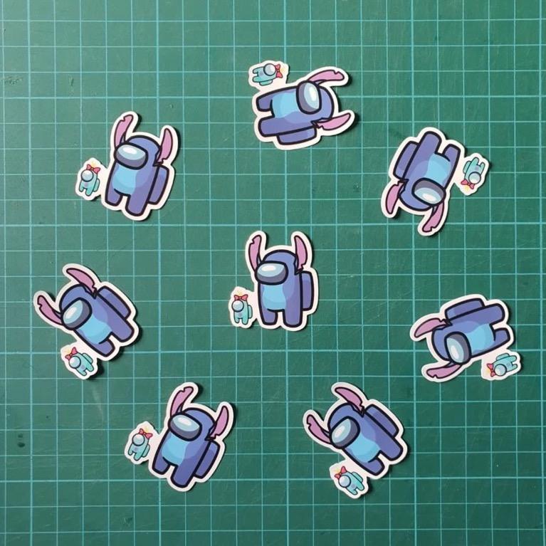 Among Us x Stitch Journal/Laptop/Phone Stickers, Hobbies & Toys ...