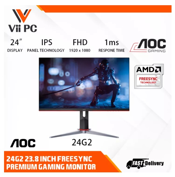 AOC 24G2 24 Inch Frameless Gaming IPS Monitor, FHD 1080P, 1ms 144Hz ...