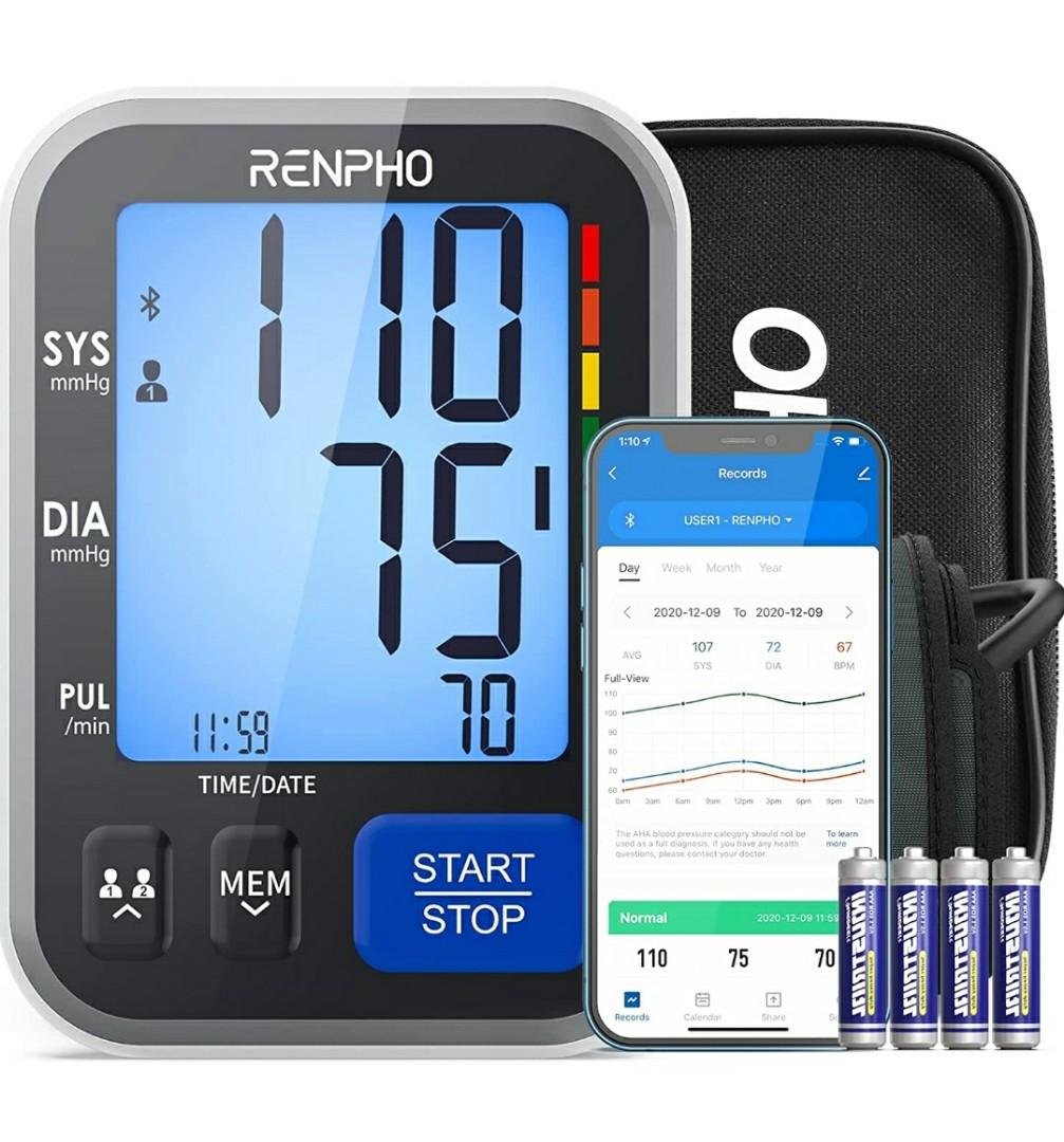 Bluetooth Blood Pressure Monitor, RENPHO Wireless Upper Arm BP Machine ...