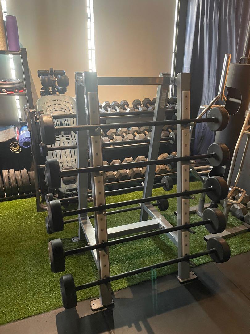 F1 recreation barbell set with matrix fitness gym rack ten pieces from ...