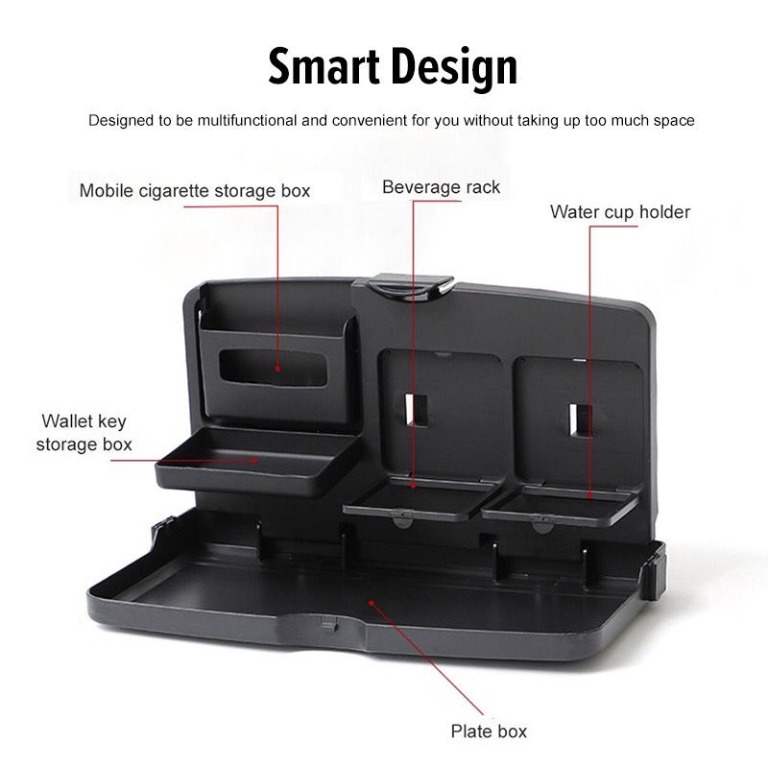 Foldable Car Food Tray With Bottle Cup Holder Steering Wheel Table Car ...