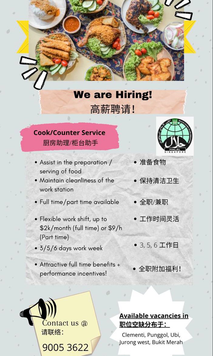Halal Ayam Penyet F&B Stall Helper, Jobs, Hospitality, F&B on Carousell