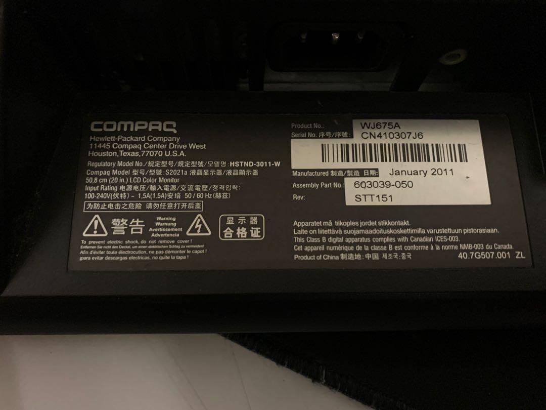 HP Monitor S2021a, Computers & Tech, Parts & Accessories, Monitor ...