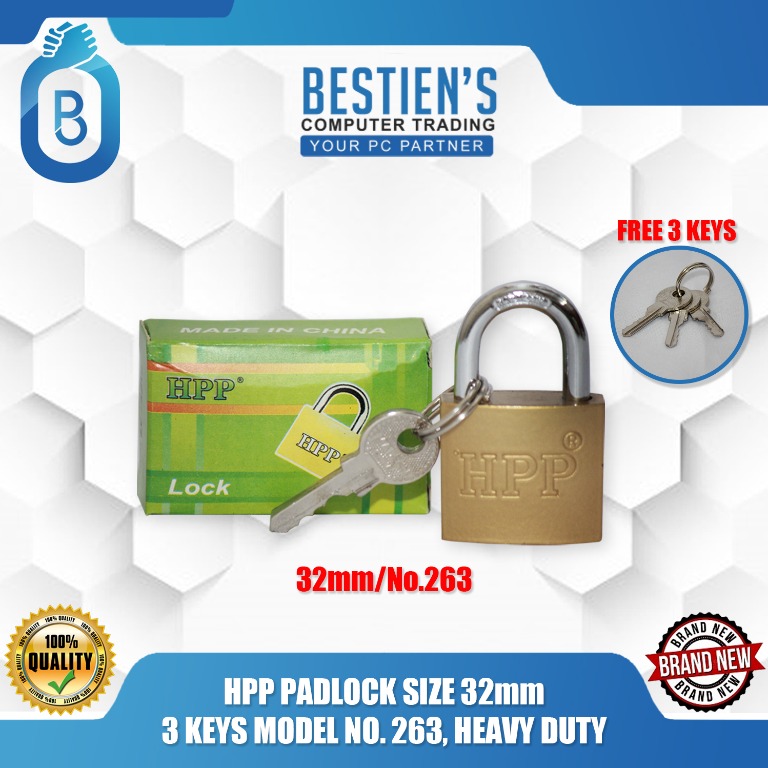HPP PADLOCK SIZE 32mm, 3 KEYS MODEL NO. 263, HEAVY DUTY, Furniture ...