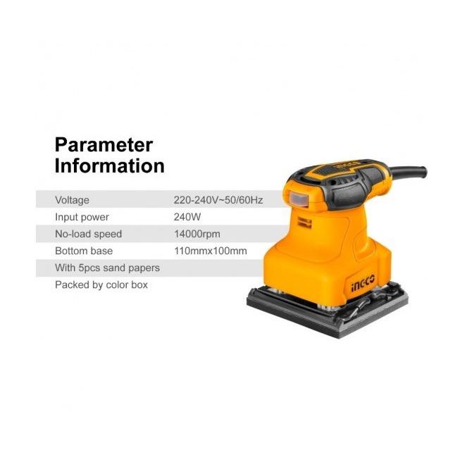 INGCO Palm Sander 240W with 5pcs Sand Papers Included PS2408, Furniture ...