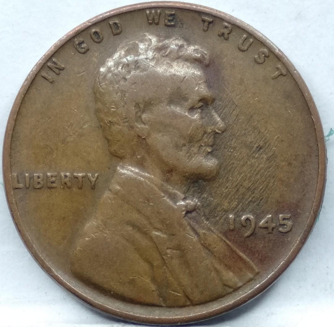 Lincoln Penny Series 1945 Obv. Double Die on LIBERTY and MINTMARK ...