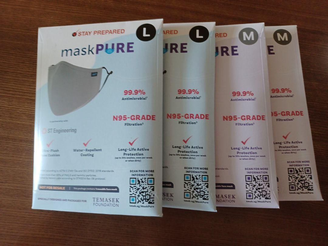 Maskpure Mask pure Temasek Foundation air+ n95 reusable cloth washable ...