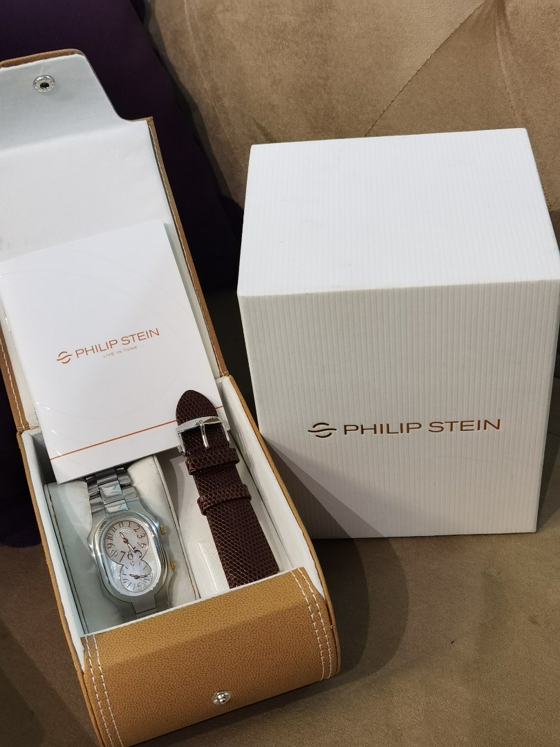 PHILIP STEIN Signature Large Dual Time Watch, Luxury, Watches on Carousell