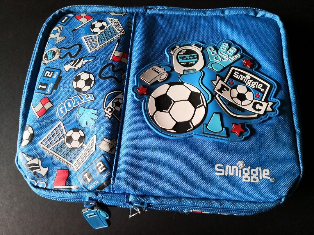 Smiggle Blue Square Lunchbox (Two Compartment) *Football, School ...