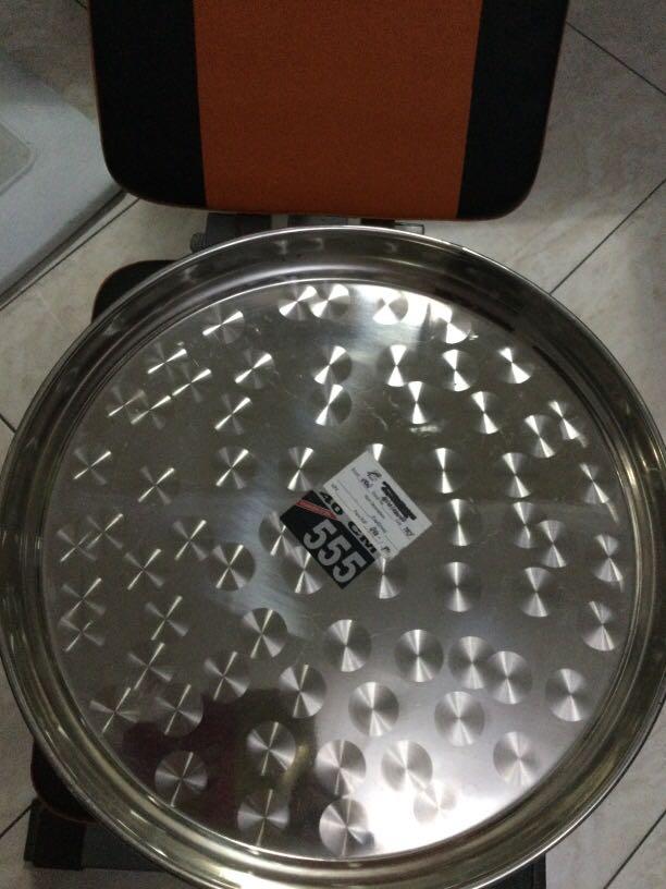 Stainless round tray 36 cm heavy duty, Furniture & Home Living ...