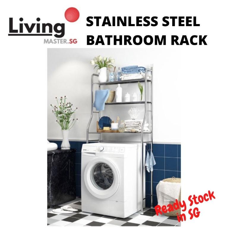 Stainless Steel 3 Tier Toilet Rack / Washing Machine Rack / Bathroom ...