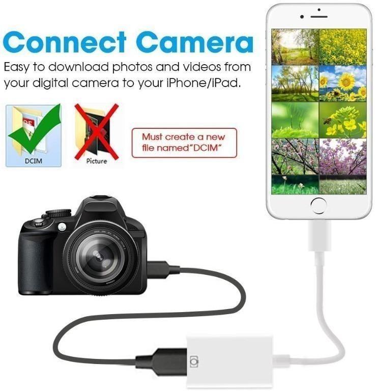 USB Camera Adapter,USB Otg Cable Male 8 Pin to USB Female Adapter ...