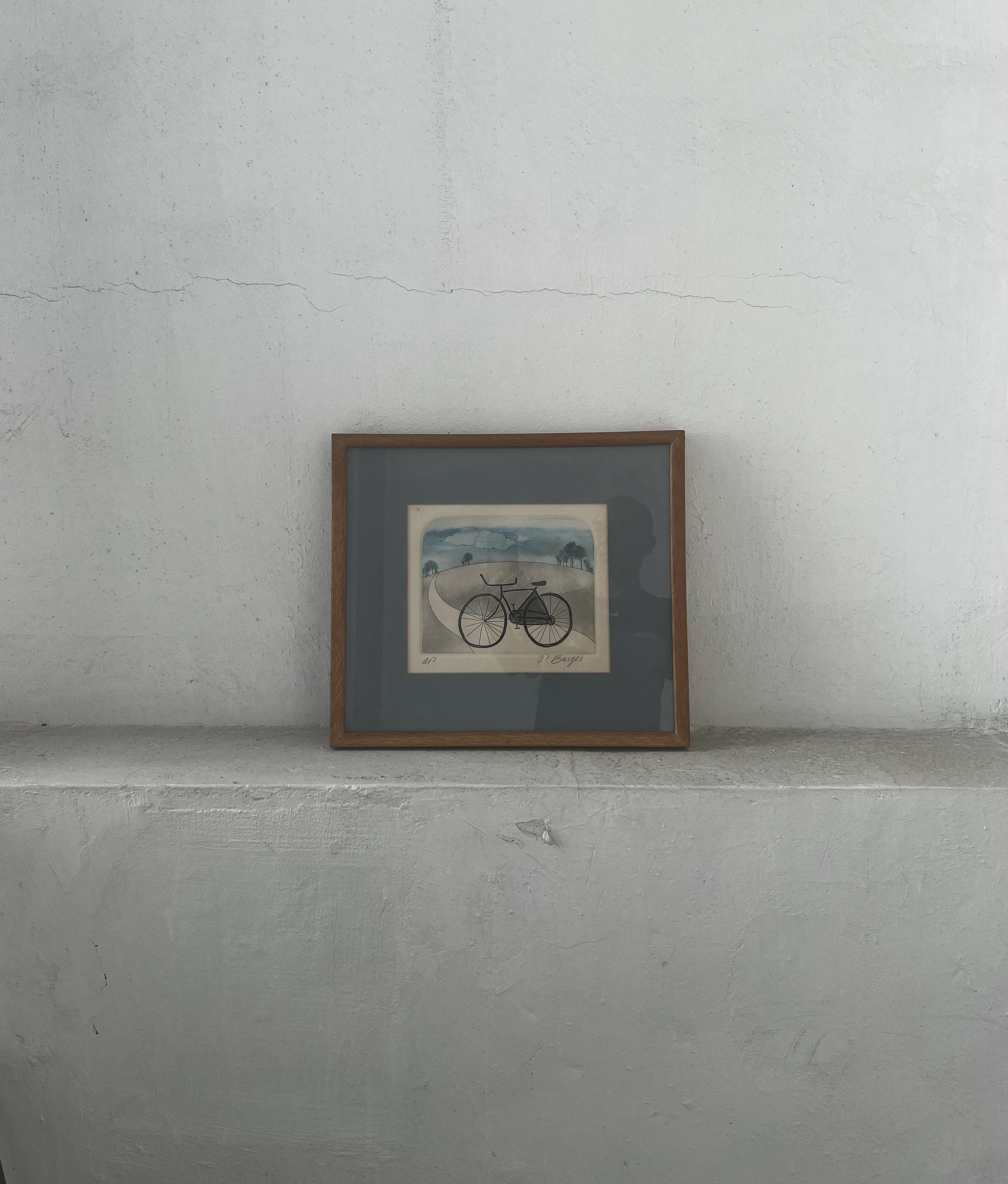 Vintage PETER BARGER SIGNED ORIGINAL ART ETCHING BICYCLE LANDSCAPE ...