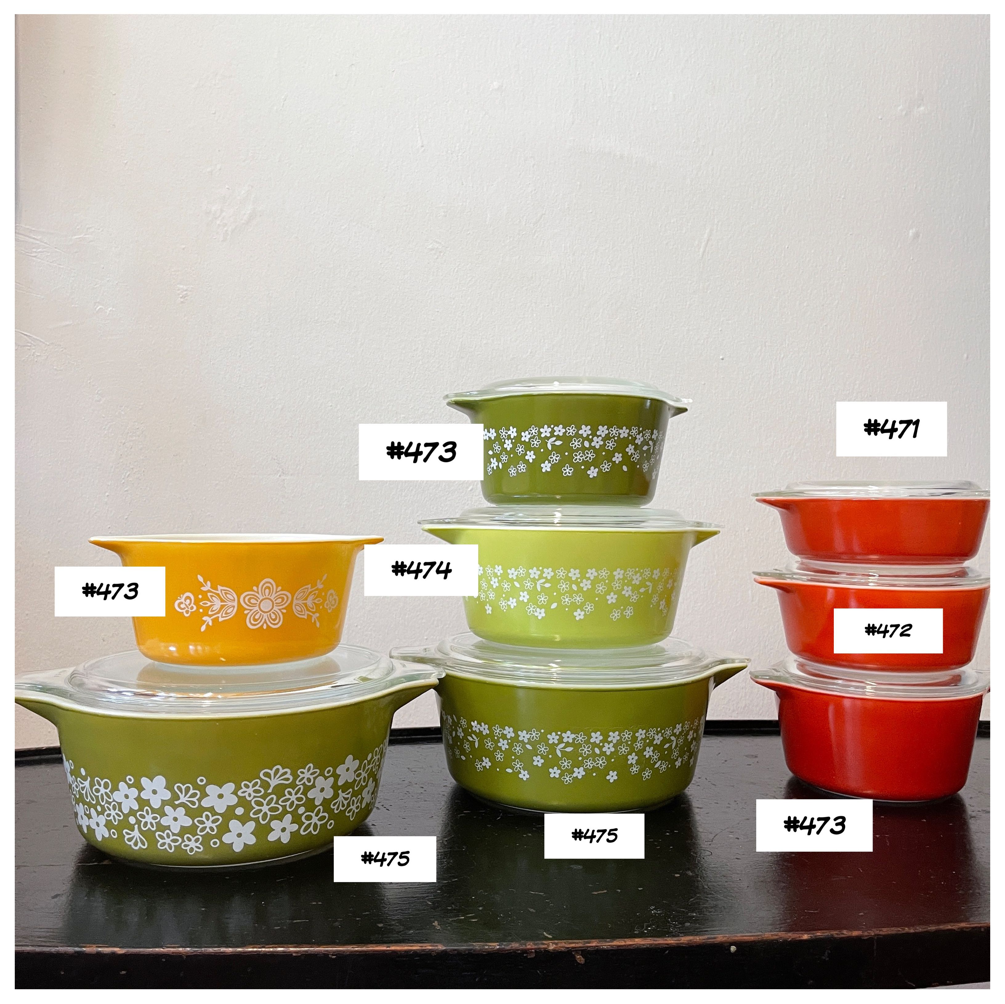 Vintage Pyrex size comparison pictures -read description please ...
