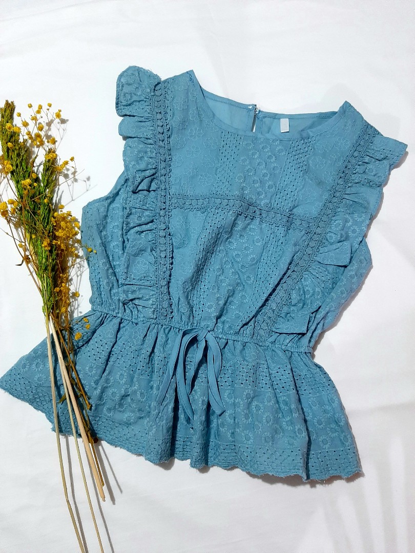 Blue Cute Top, Women's Fashion, Tops, Sleeveless on Carousell