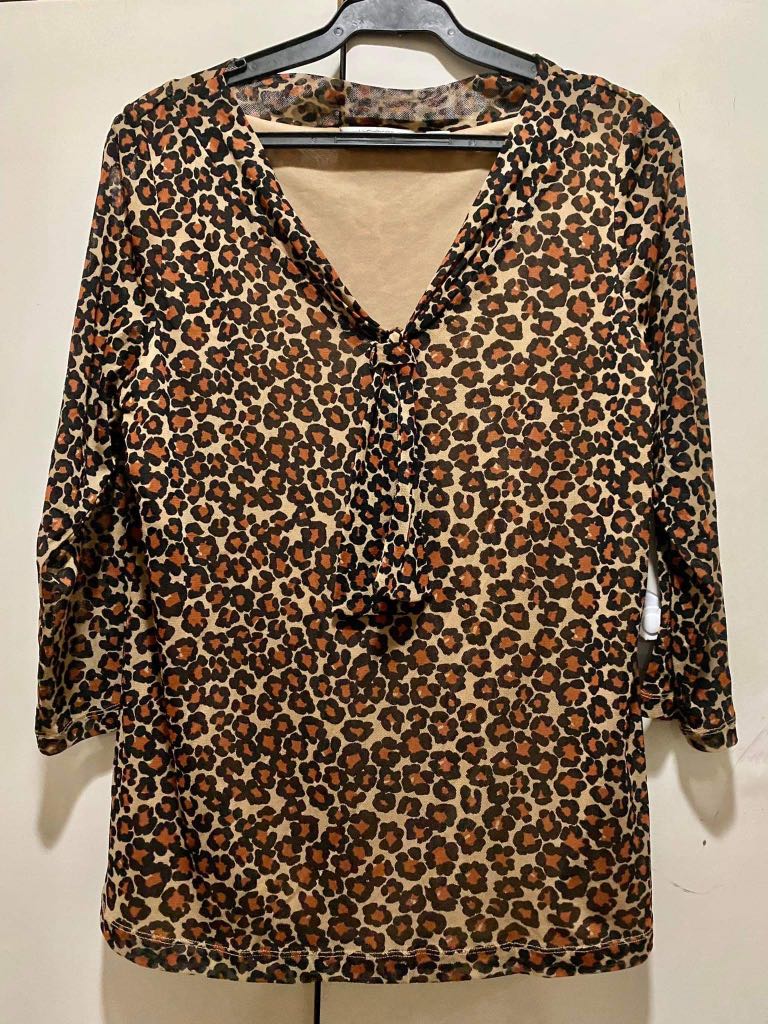 Cheetah print blouse, Women's Fashion, Tops, Blouses on Carousell