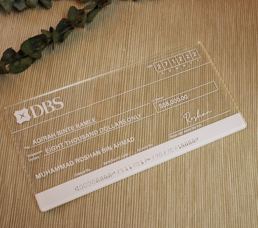 Clear Acrylic Mock up Cheque with stand, Hobbies & Toys, Stationery ...