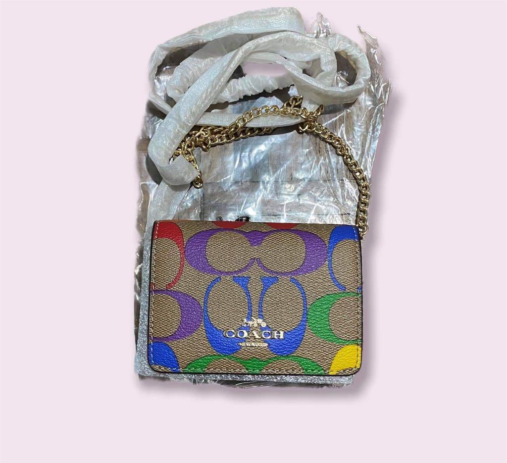 Coach Rainbow Wallet on Chain, Luxury, Bags & Wallets on Carousell