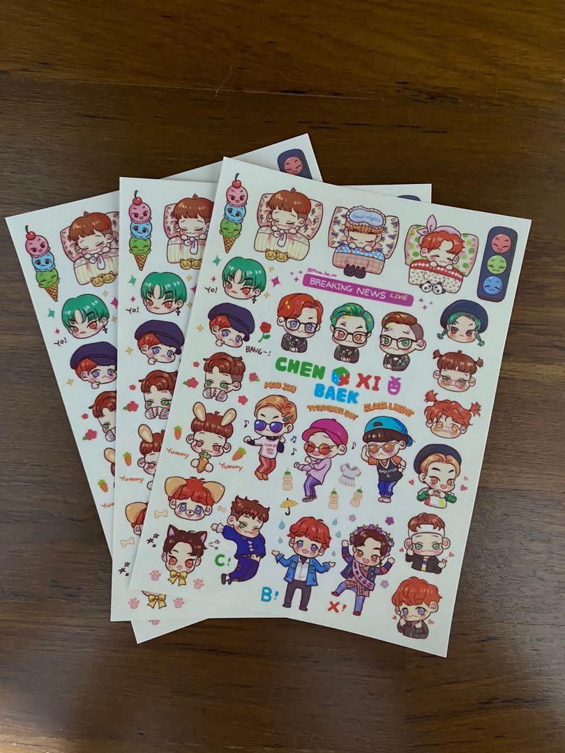 EXO Fanart Sticker Sheets, Hobbies & Toys, Memorabilia & Collectibles ...
