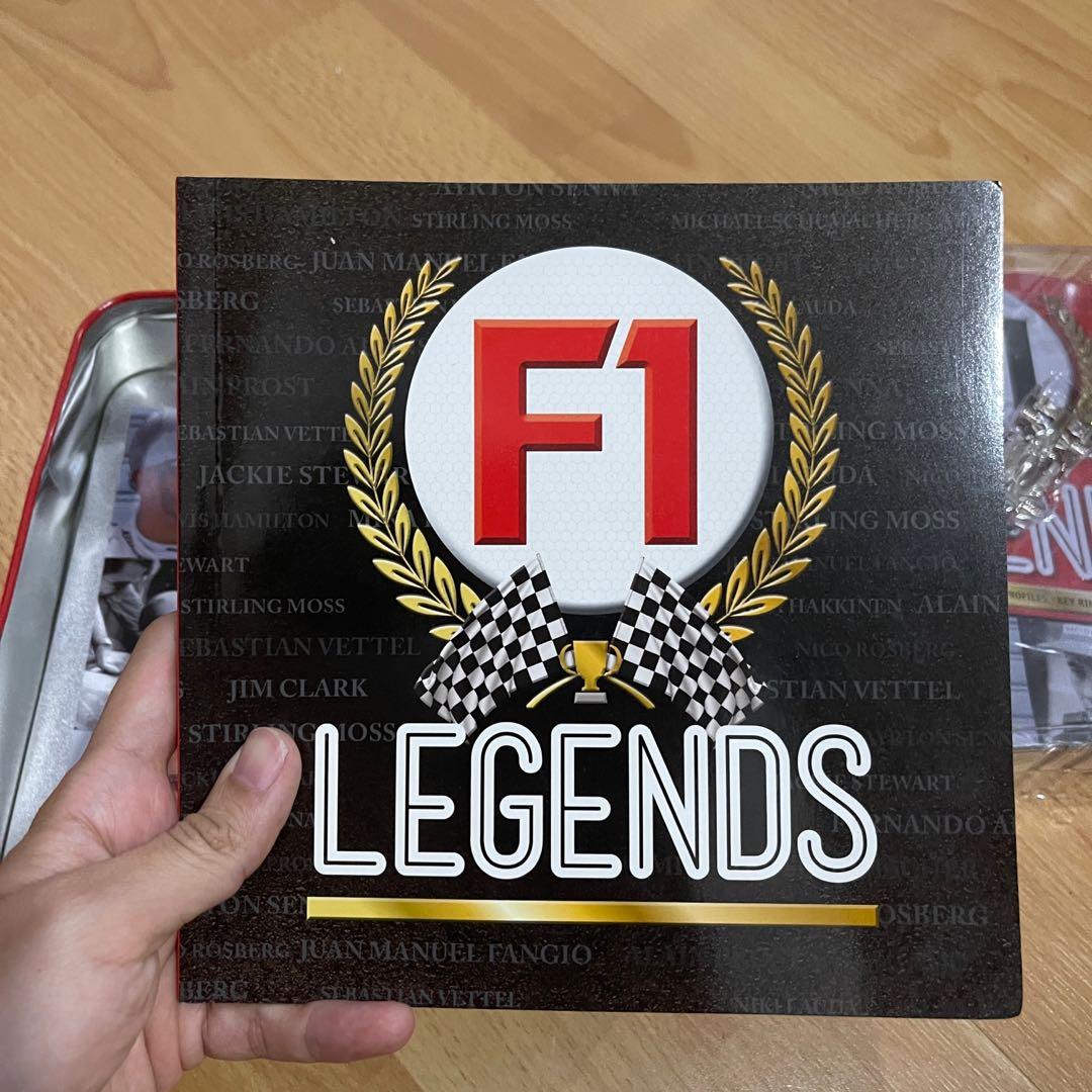 F1 legends formula 1 book with magnets tin can and car keychain ...
