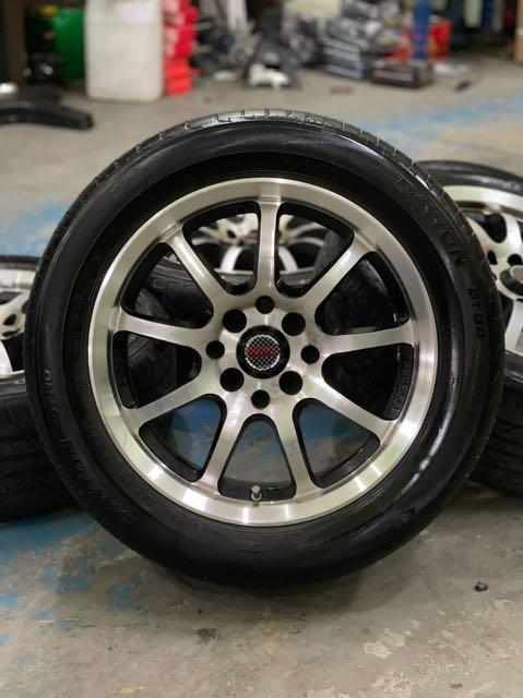 F9RPYS 15 inch sport rim Persona tyre 70%, Auto Accessories on Carousell