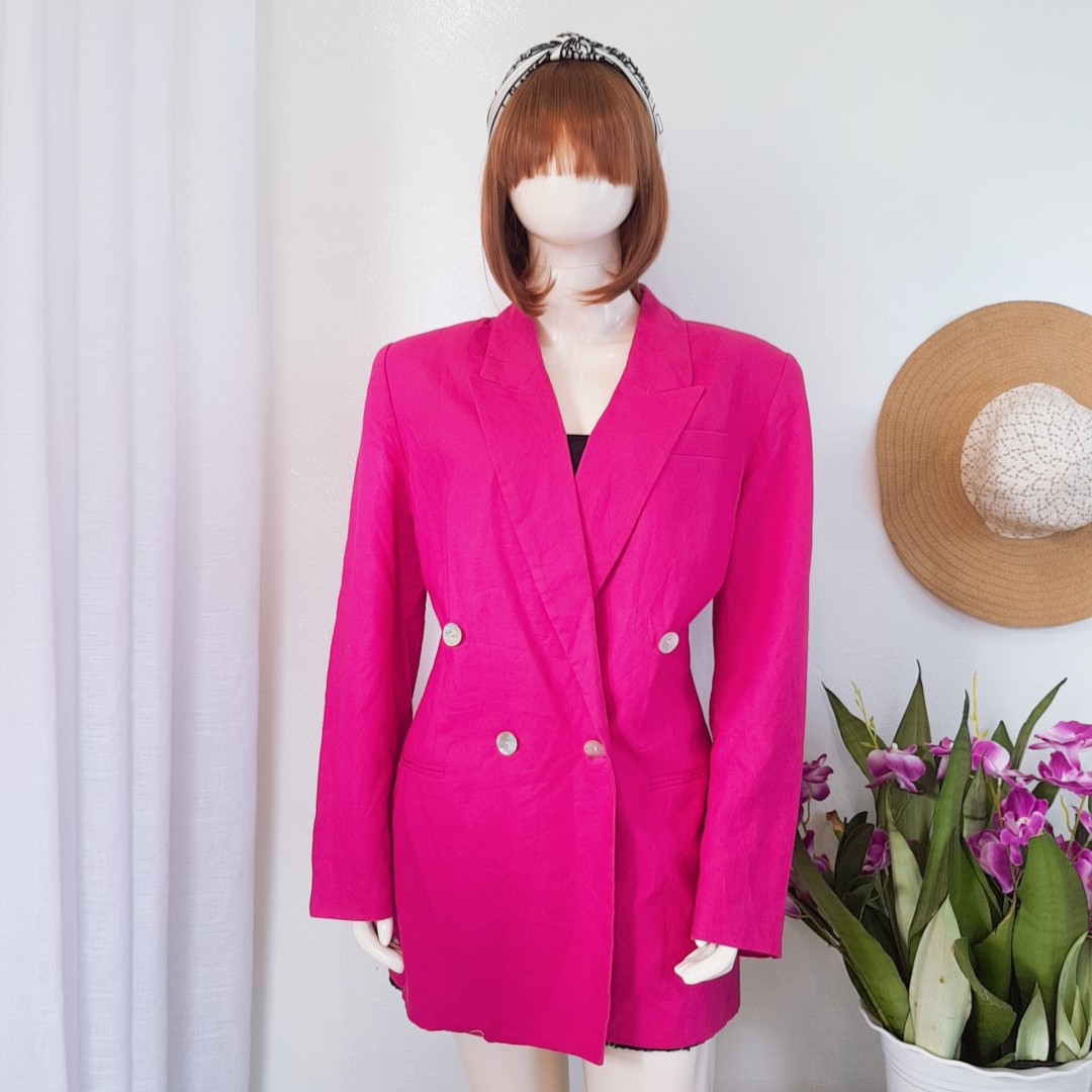 FUchsia Pink Blazer, Women's Fashion, Coats, Jackets and Outerwear on ...