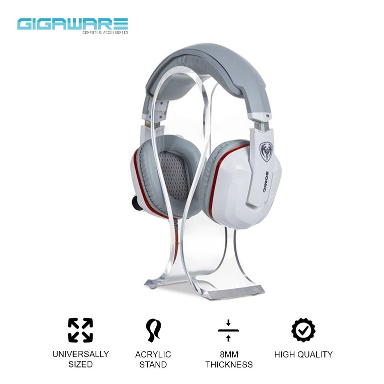 Gigaware Acrylic Headphone Headset Display Stand 8mm Thickness, Audio ...